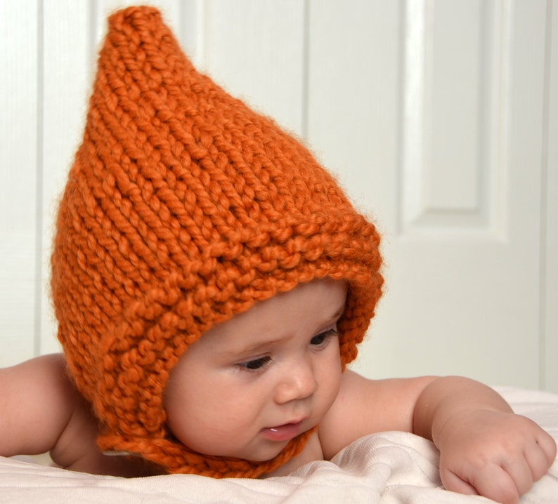 Baby Bonnet Hat Orange Cute Hooded Custom Photo Prop Chunky | Etsy