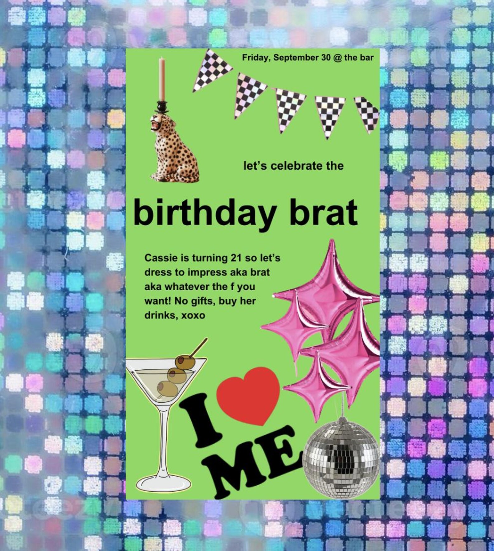 Brat Birthday Digital Invitation - Made for Texting! - Etsy