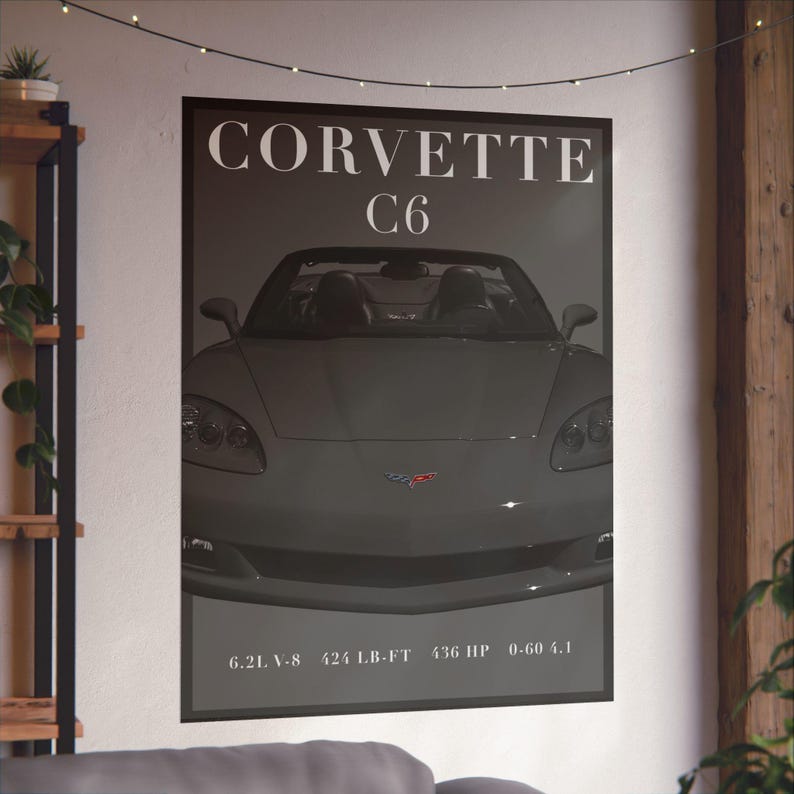 Car Posters, C6 Corvette Art Print, Classic Car Decor, Vintage Car Art ...