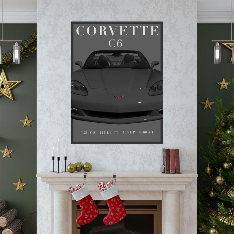 Car Posters, C6 Corvette Art Print, Classic Car Decor, Vintage Car Art ...