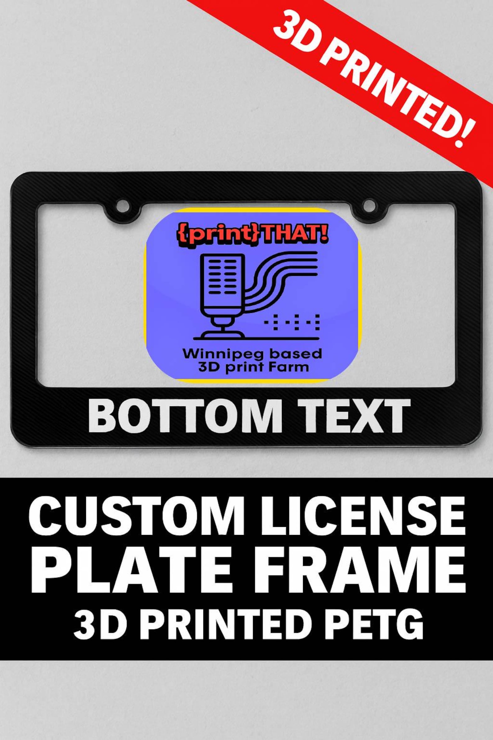 Custom 3D Printed License Plate Frame, Personalized PETG Text - Etsy