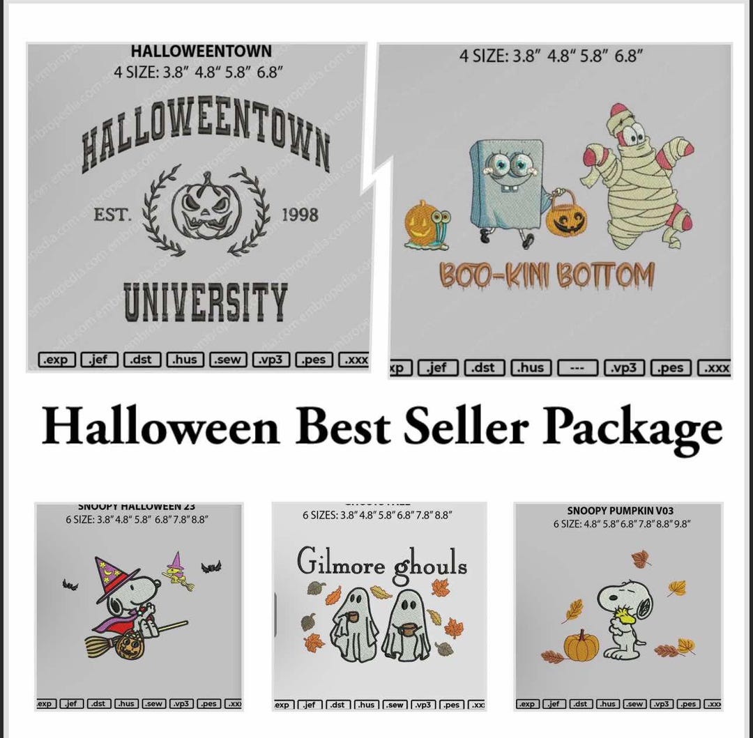 Halloween Snoopy Spongebob Bundle Bestseller Embroidery Design - Etsy