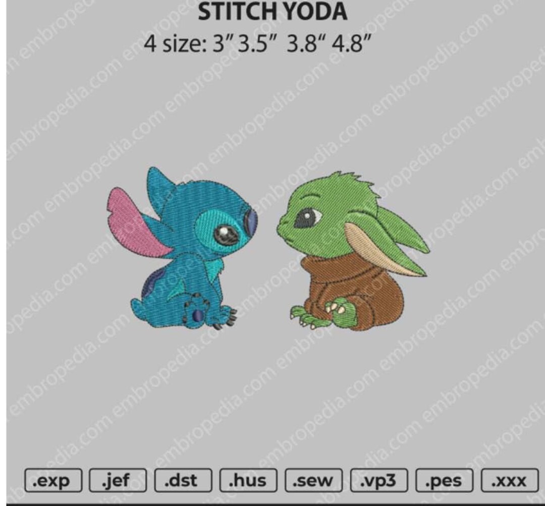 Stitch and Yoda Embroidery Design - Etsy
