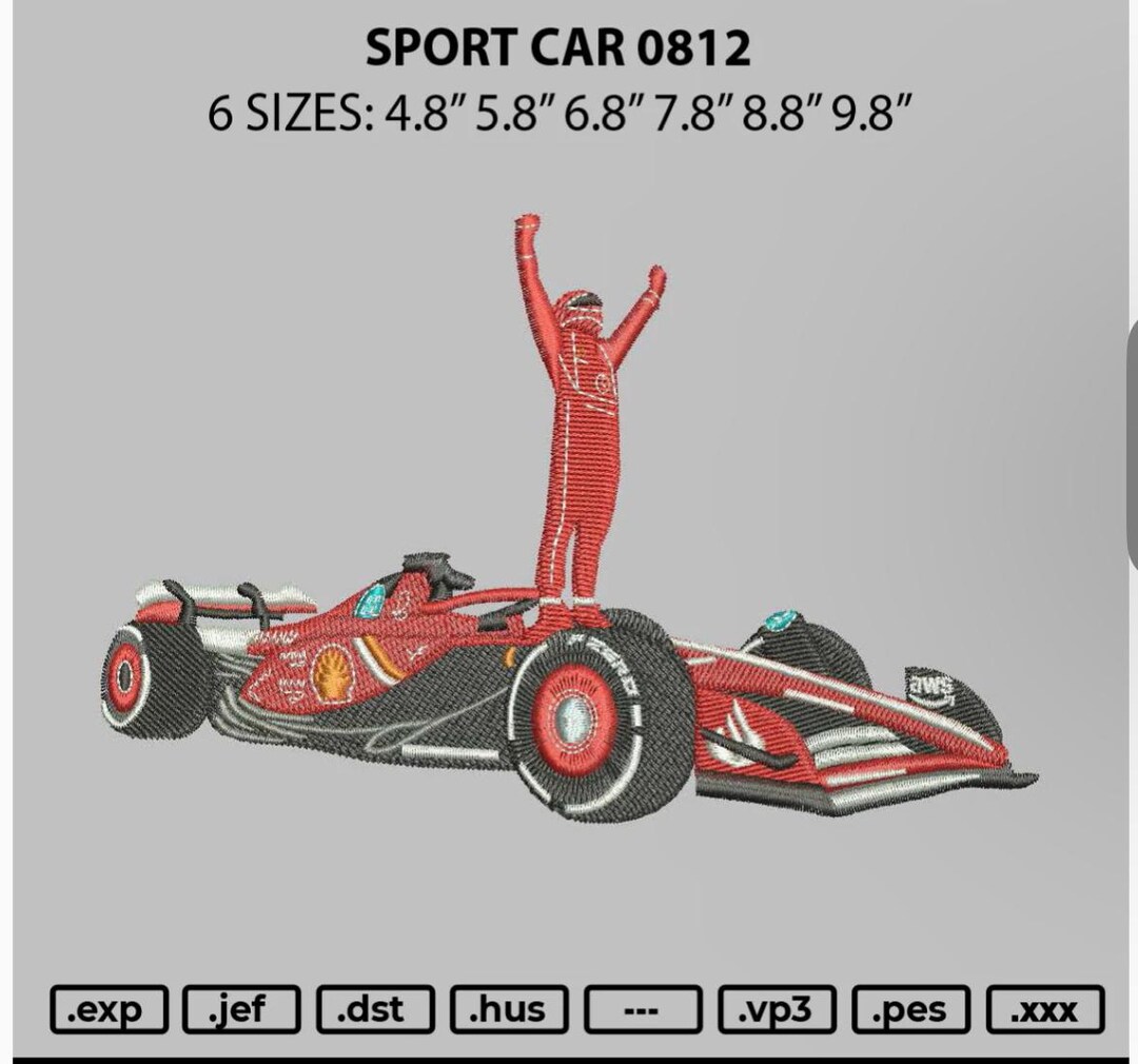 F1 Sports Car Embroidery Design - Etsy