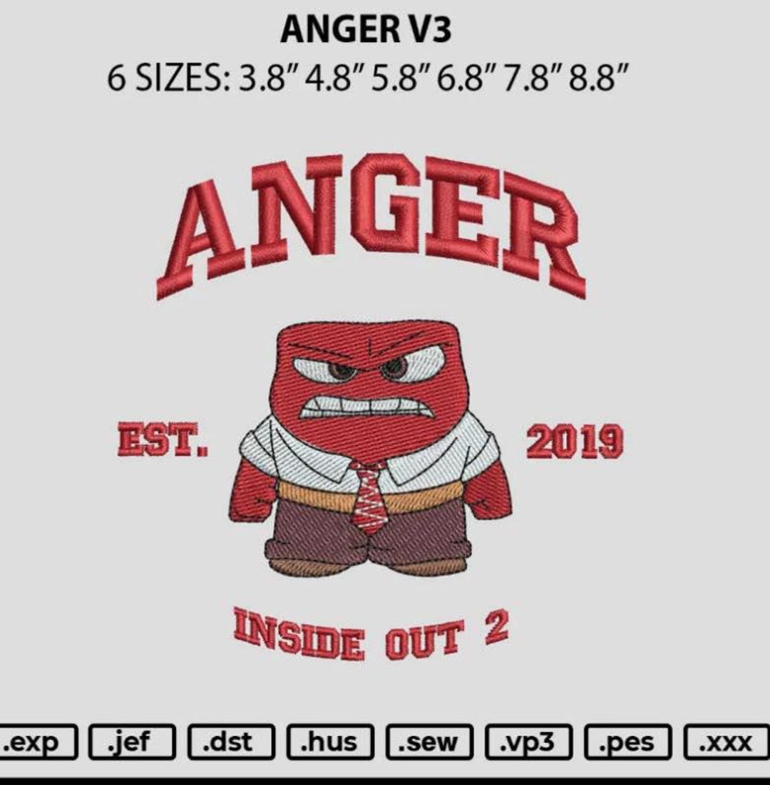 Anger Inside Out Embroidery Design - Etsy
