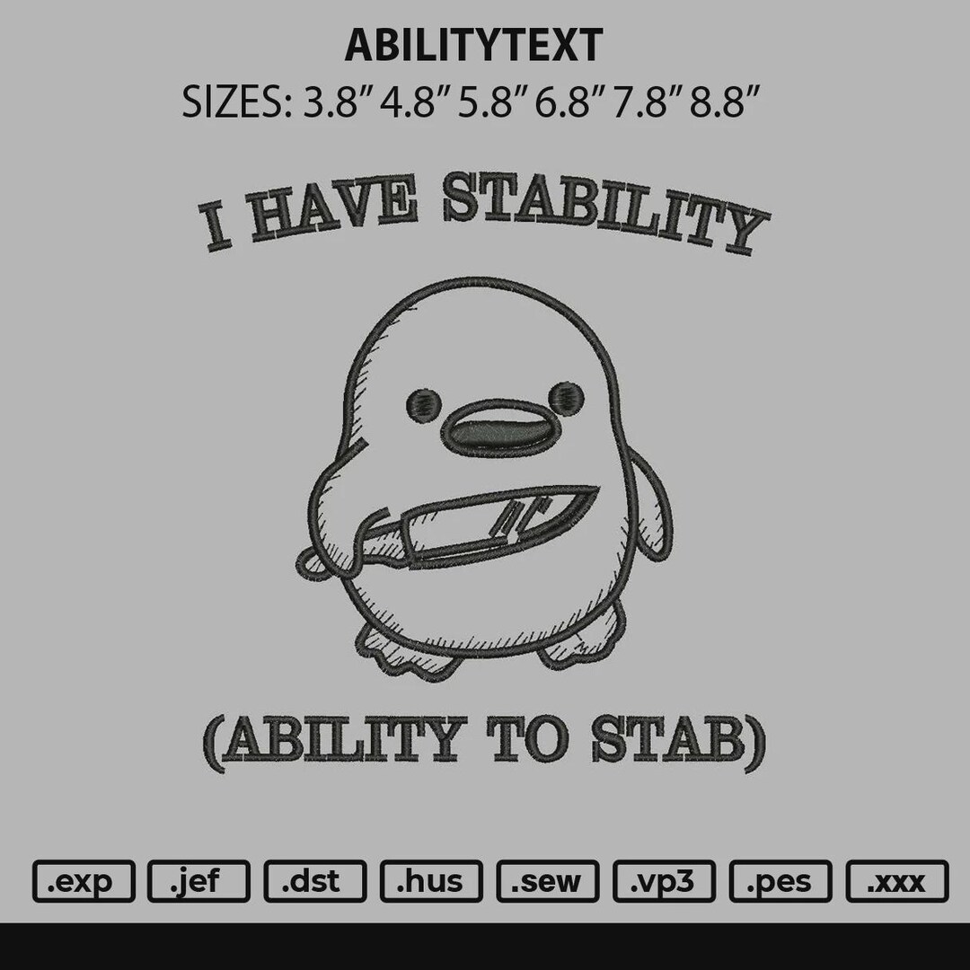 I Have Stability Funny Embroidery Design - Etsy