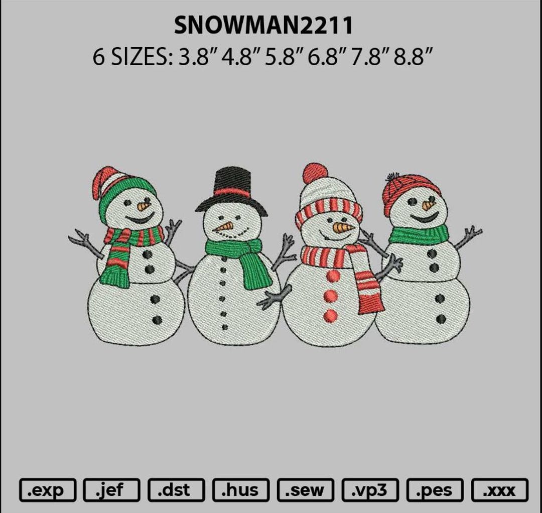 Snowmen Embroidery Design - Etsy