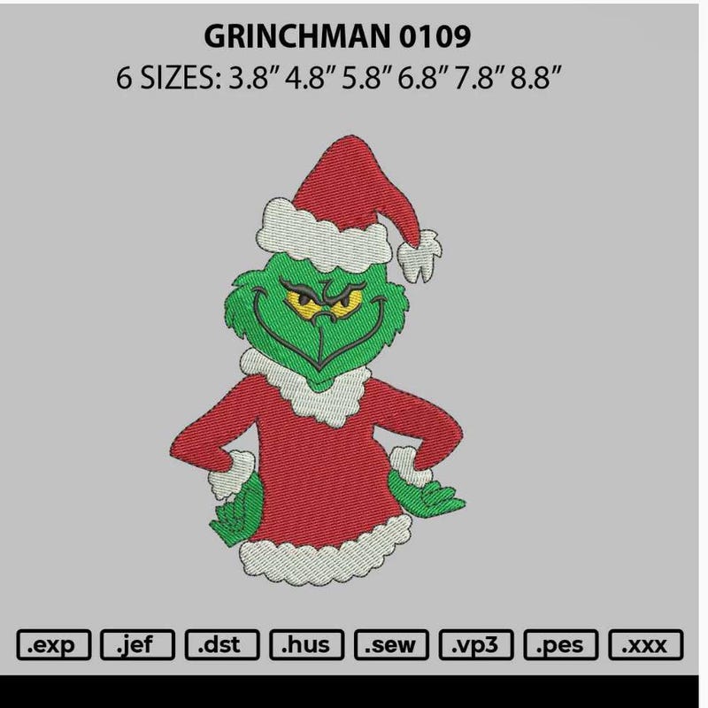 Grinch Embroidery Design - Etsy