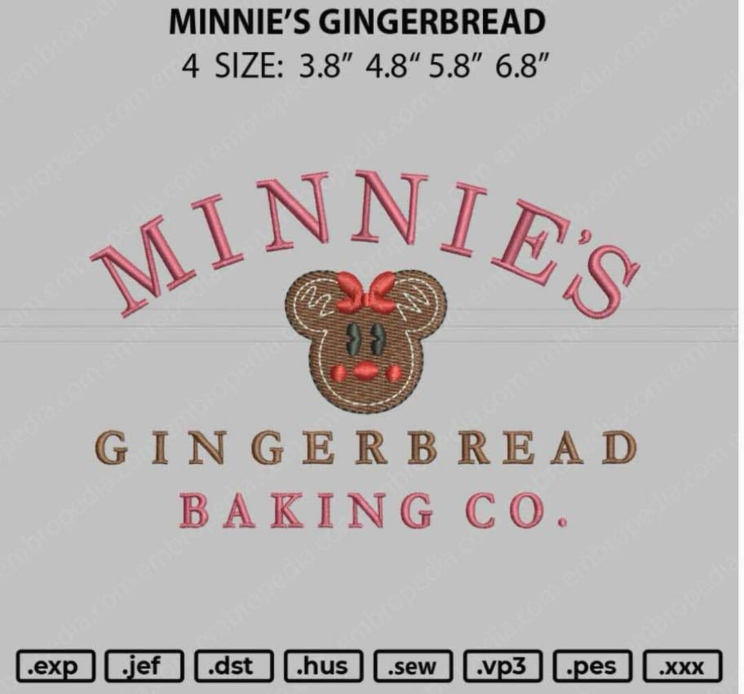 Minnie's Gingerbread Embroidery Design - Etsy