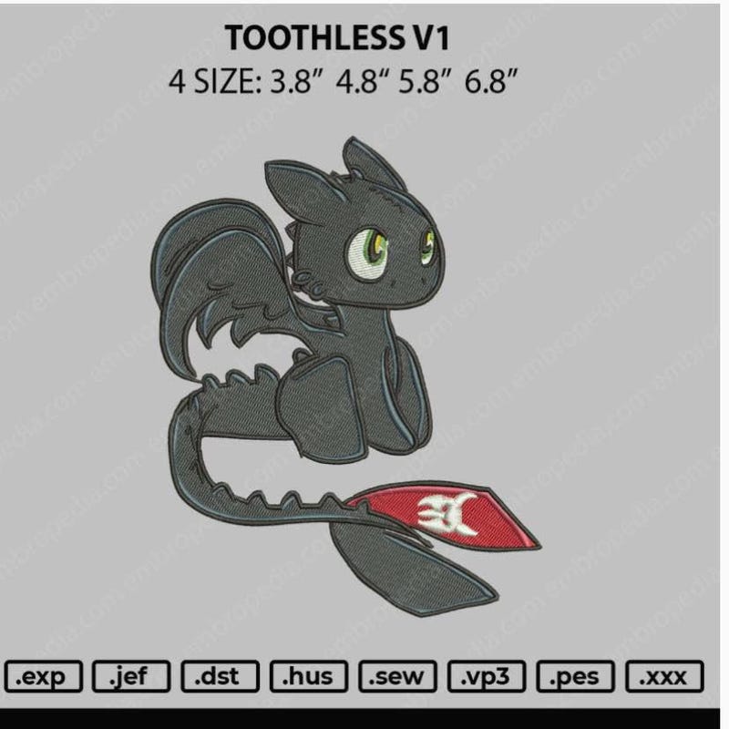 Toothless Embroidery - Etsy