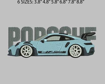 Iron on Embroidered Patches / Car Iron-on Patches / 9 Inches / PORSCHE Blue / SUPER AUTO ...