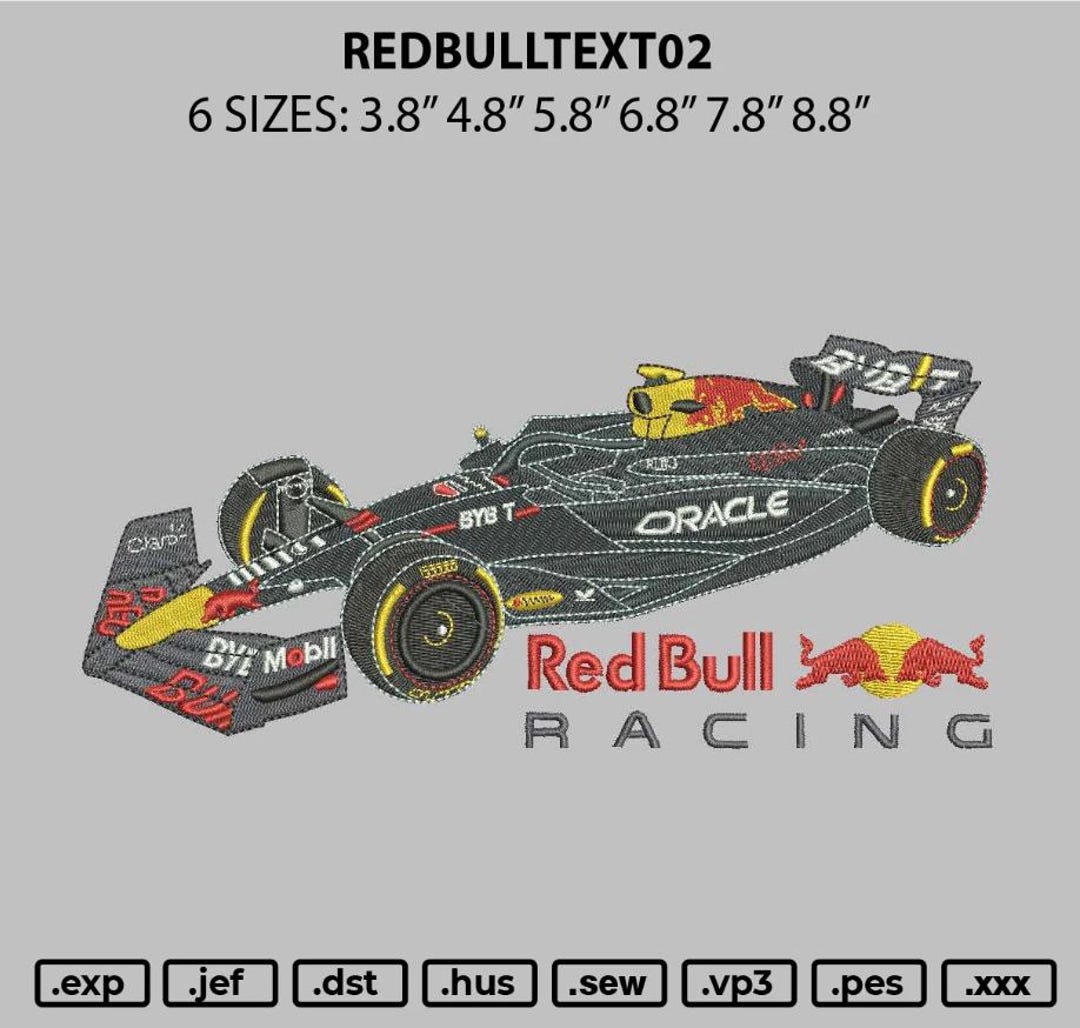 Redbull F1 Racing Embroidery Design - Etsy