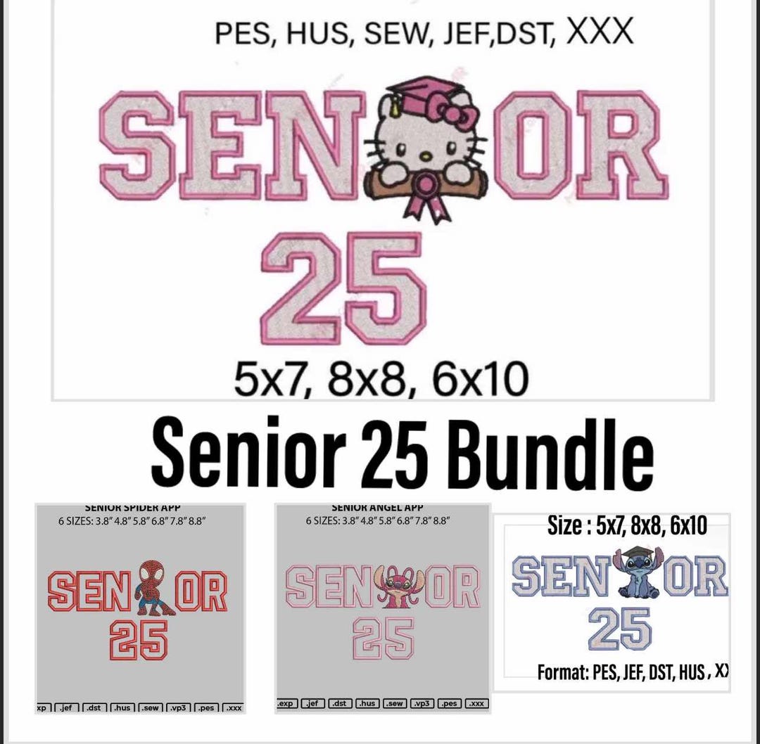 Senior 25 Bundle Embroidery Design - Etsy