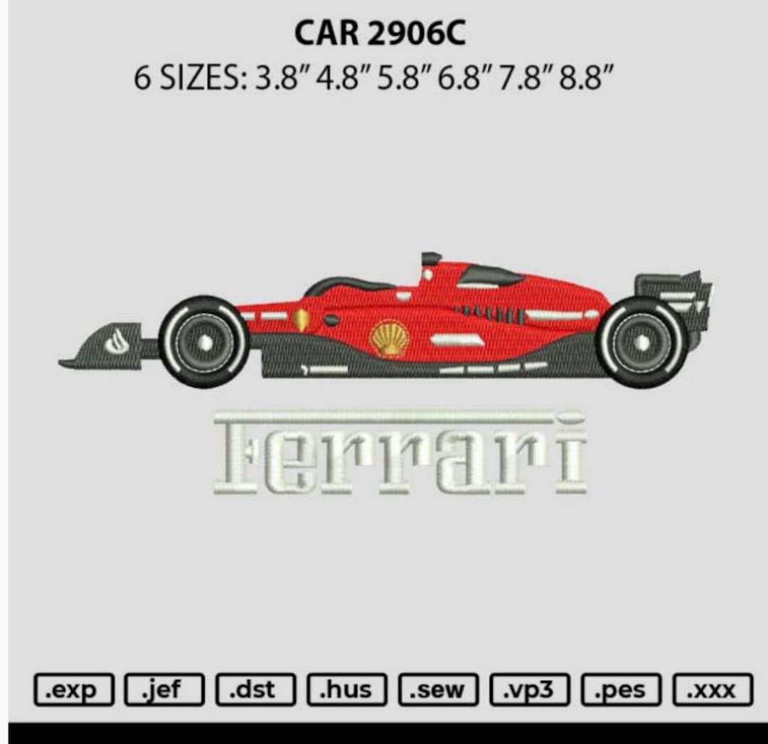 Ferrari Embroidery Design - Etsy