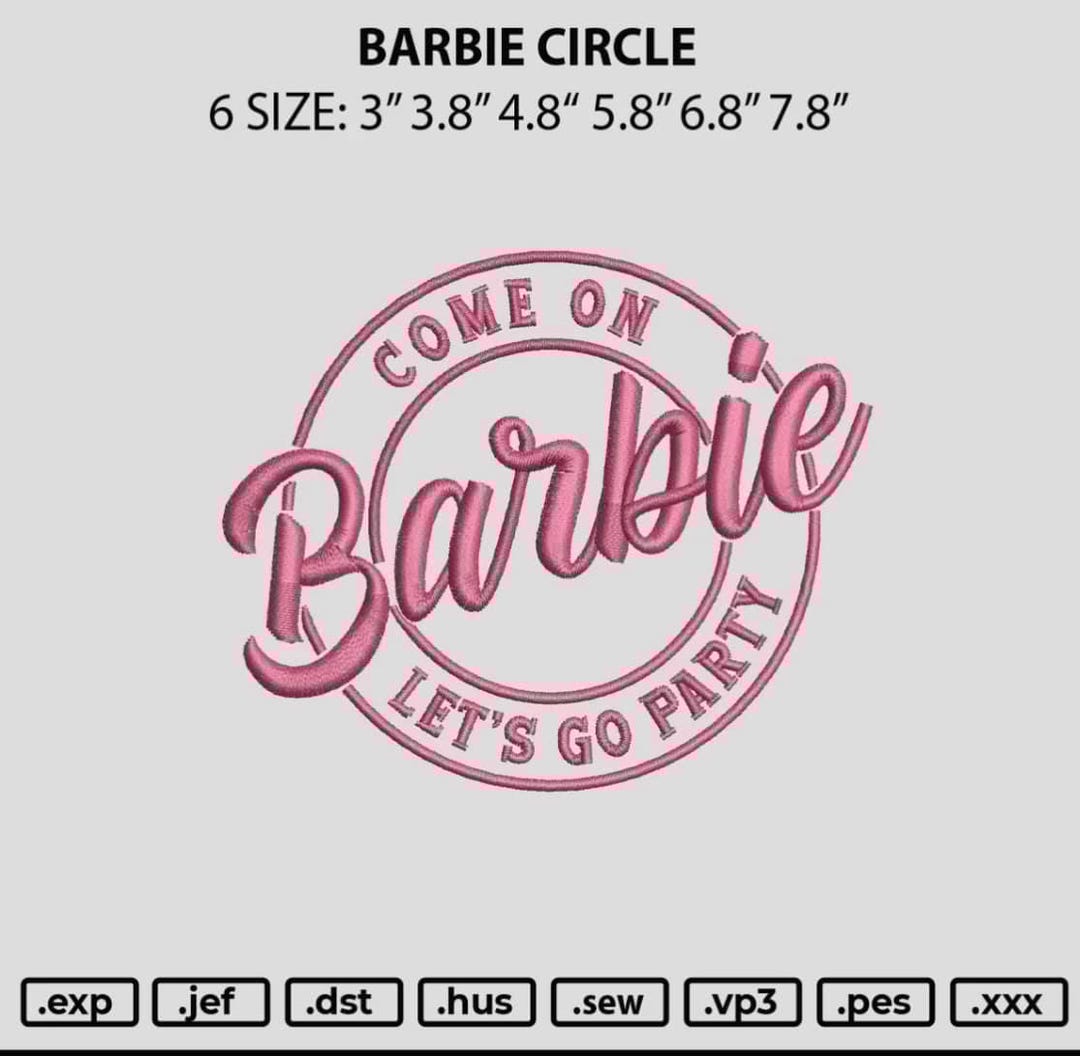 Diseño de bordado circular de Barbie - Etsy México