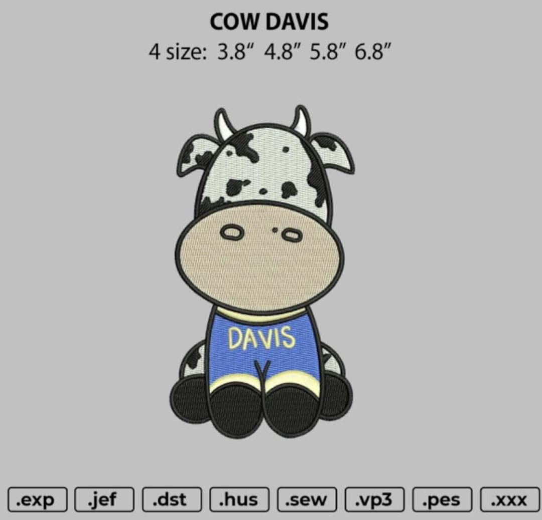 Davis Cow Embroidery Design - Etsy