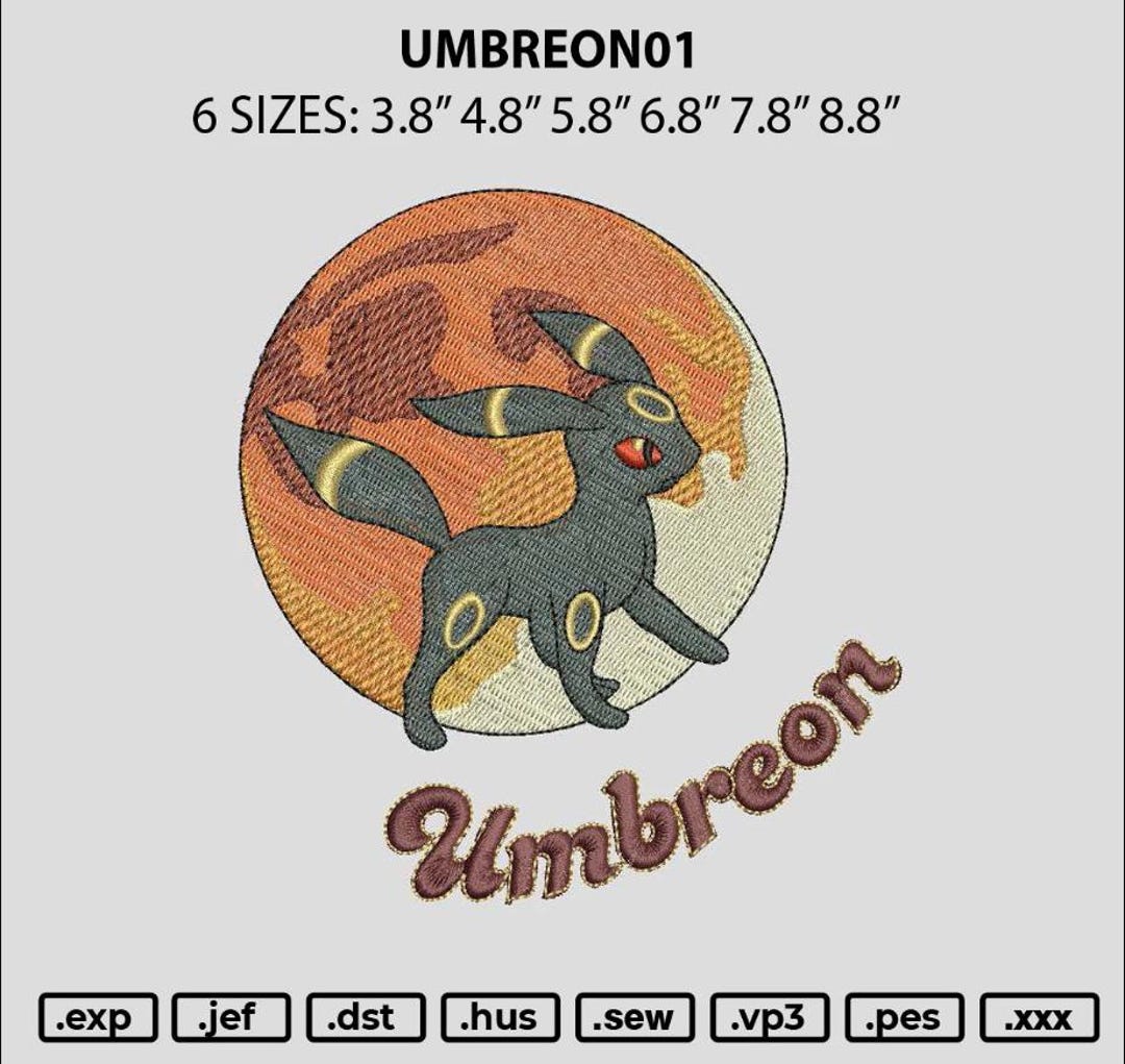 Umbreon Pokemon Embroidery Design - Etsy UK