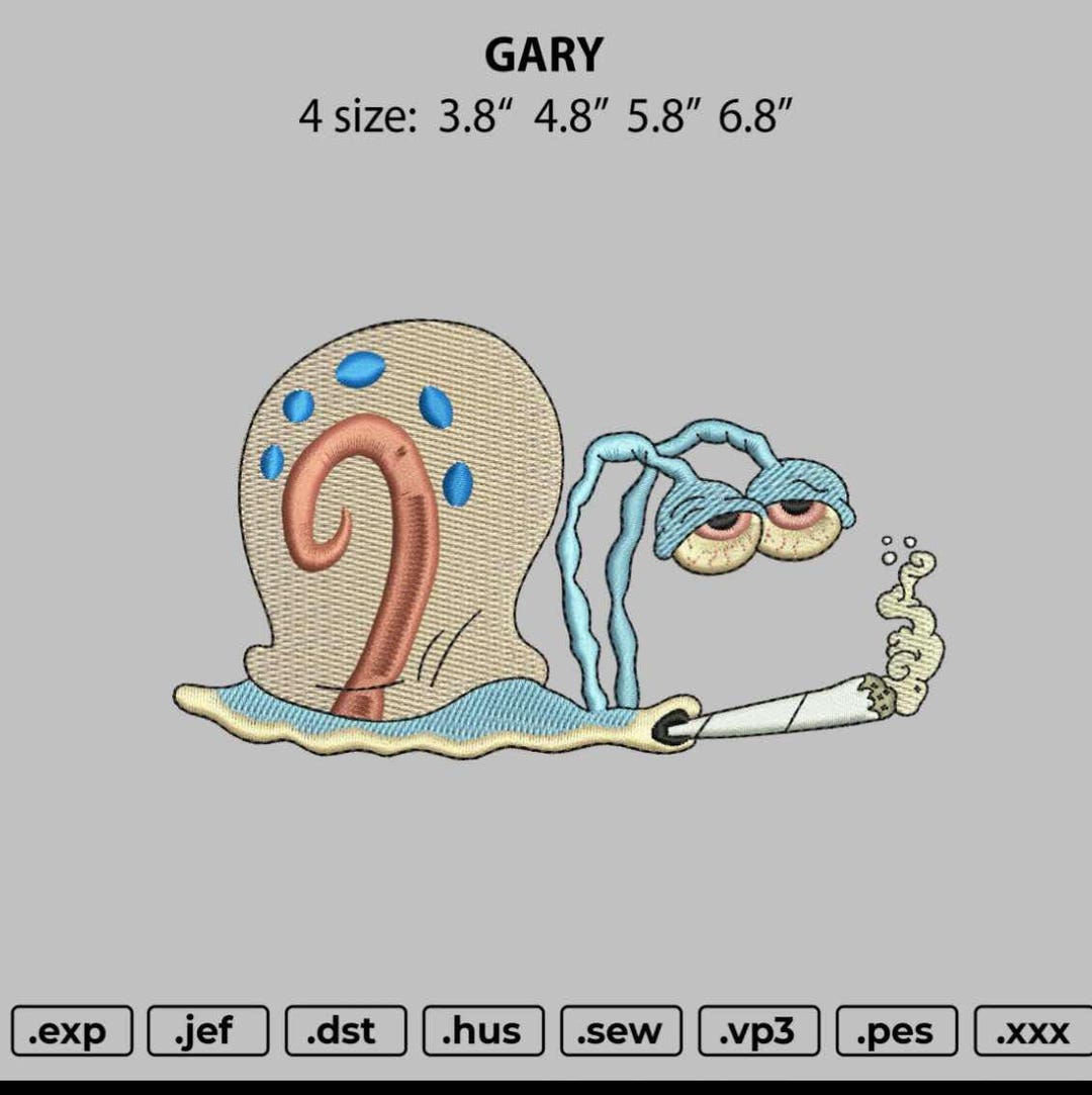 Gary Sponge Bob Embroidery Design - Etsy