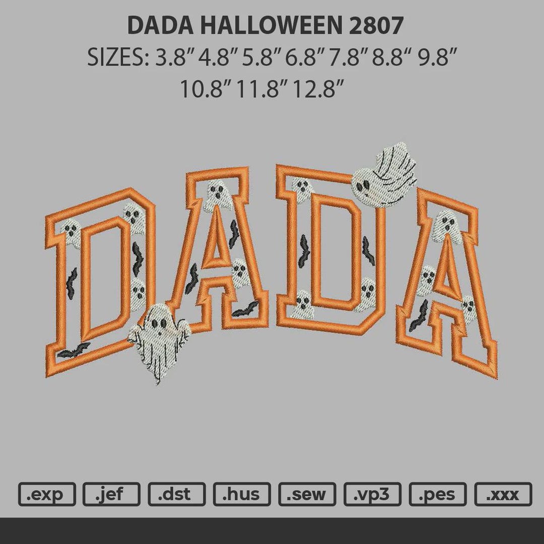 Dada Halloween Ghost Embroidery Design - Etsy
