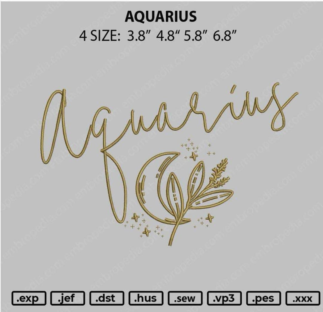 Aquarius Embroidery Design - Etsy