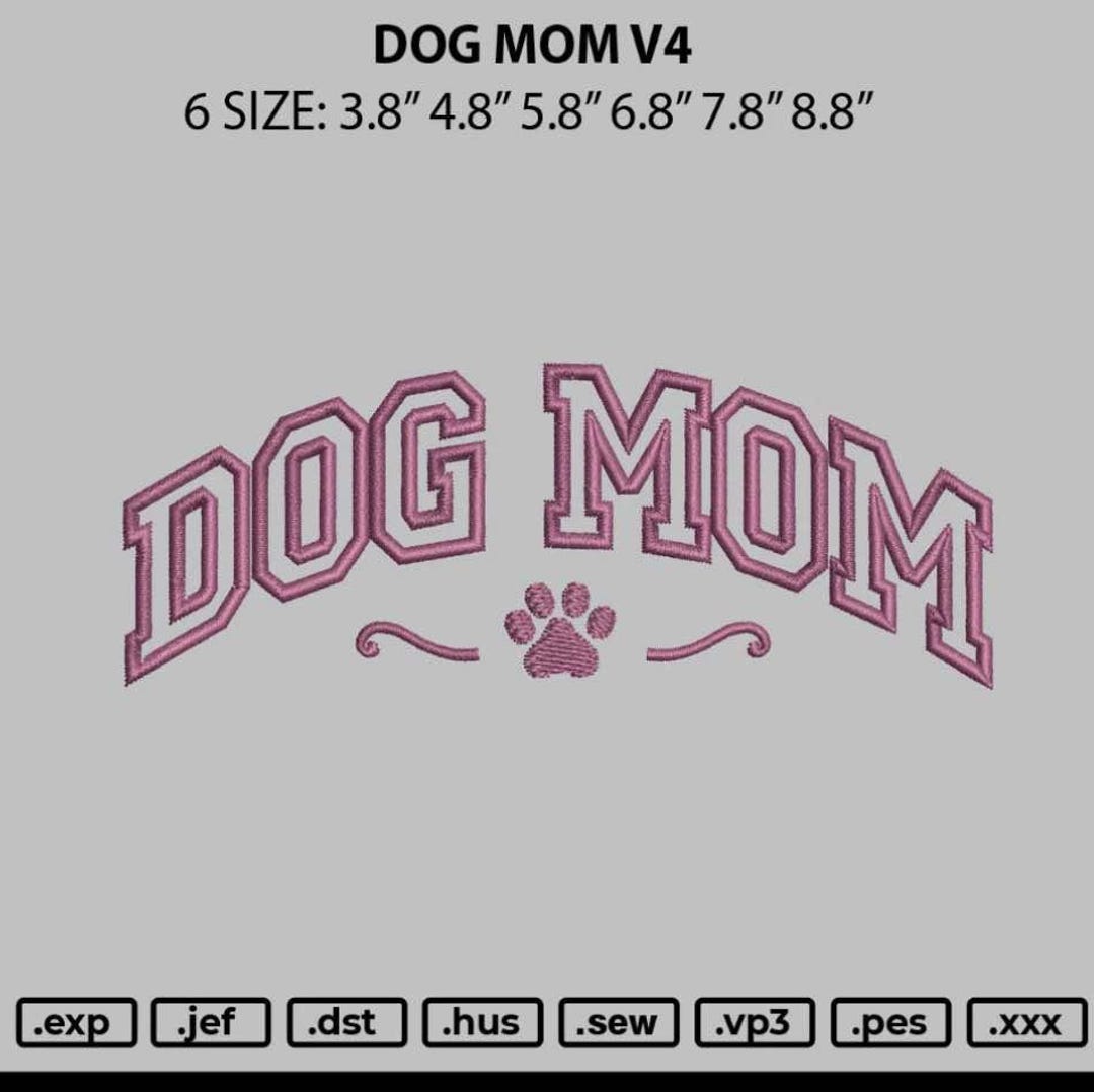 Dog Mom Embroidery Design - Etsy
