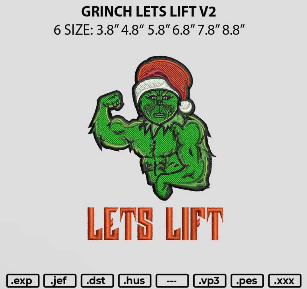 Grinch Christmas Let's Lift Embroidery Design - Etsy