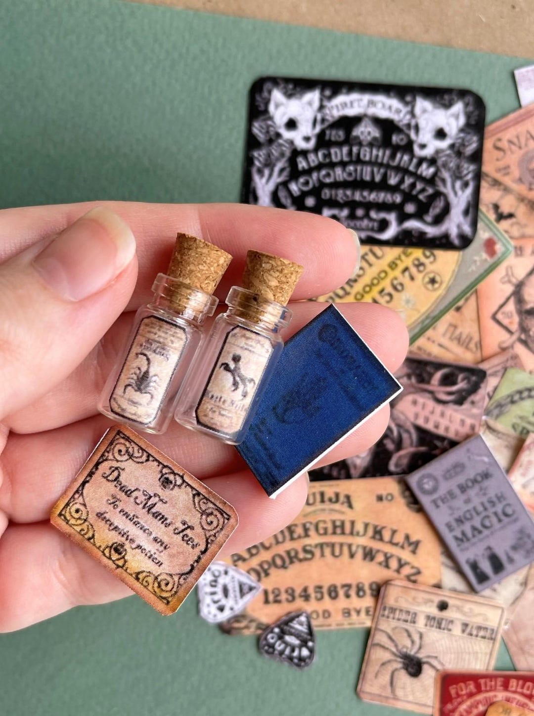 Miniature Witchcraft Set With Prints and 2 witchcraft Jars - Etsy