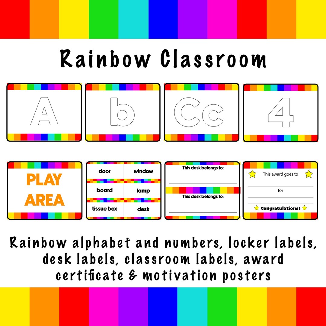 Rainbow Alphabet Posters Numbers Posters Affirmation Posters Classroom ...