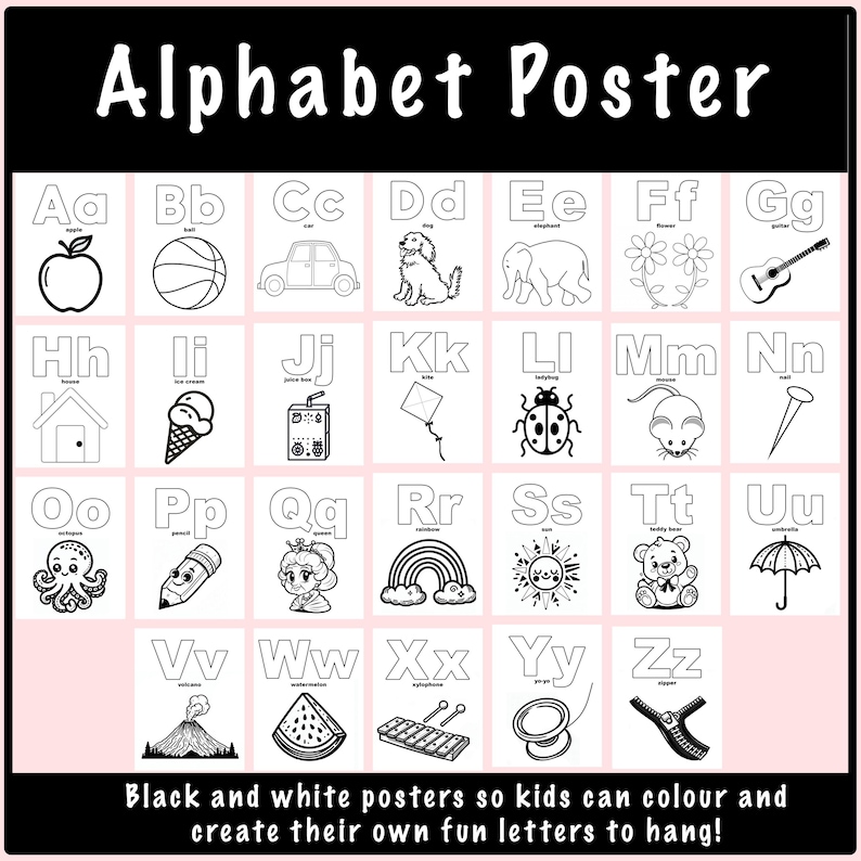 Alphabet Colouring Pages Printable Black and White Kindergarten Pre-k ...