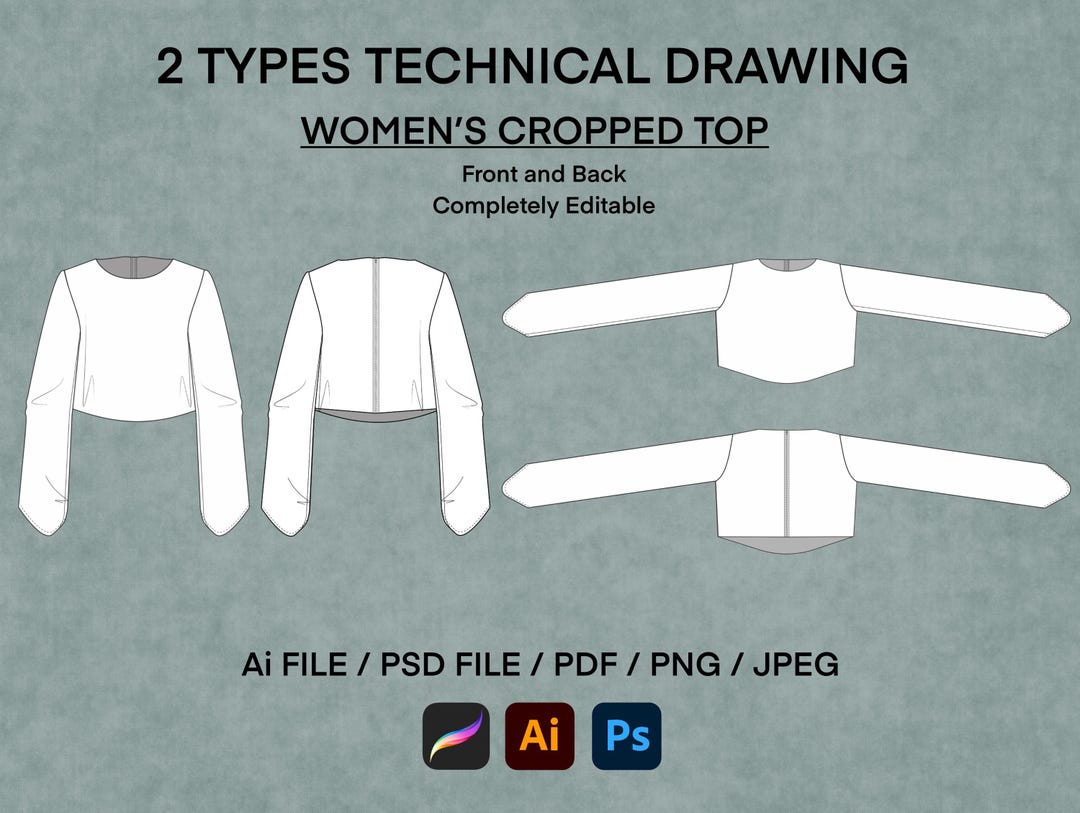 2 Types Women's Cropped Top Bodice Mockup Pack, Vector Illustrator ...