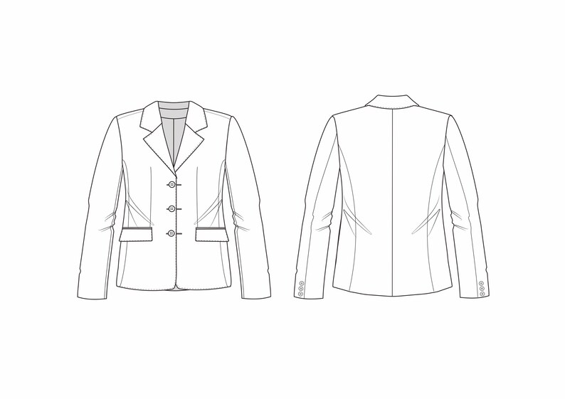 2 Types Women's Tailored Blazer Mockup Pack, Vector Illustrator Mockup ...