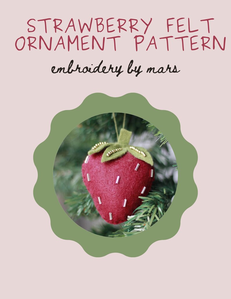 Strawberry Felt Ornament Pattern Pdf by Embroiderybymars - Etsy