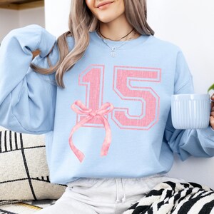 15th Birthday Shirt, Coquette Bow Fifteenth Birthday for Girls Shirt ...