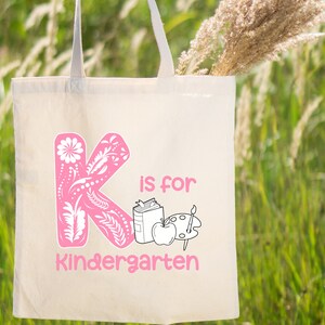 K is for Kindergarten Tote Bag, Alphabet Tote Bag, Prek Teacher Tote ...