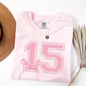 15th Birthday Shirt, Coquette Bow Fifteenth Birthday for Girls Shirt ...