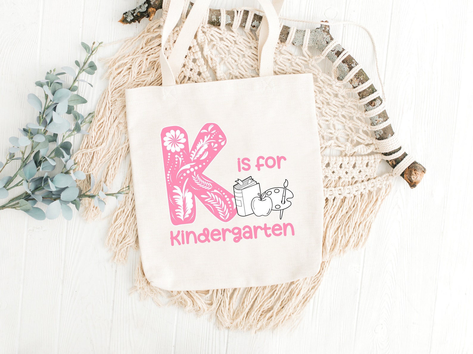 K is for Kindergarten Tote Bag, Alphabet Tote Bag, Prek Teacher Tote ...