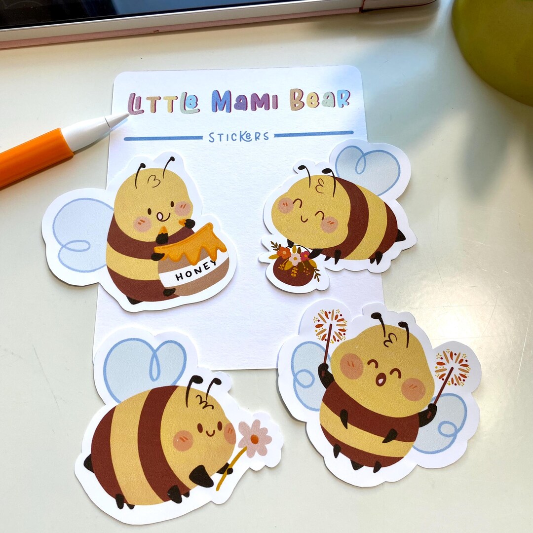 Cute Bee Sticker Pack Bee Flower Honey Fireworks Celebration Happy Fun ...