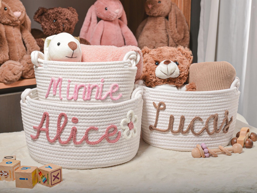 Personalized Handmade Baby Basket,rope Cotton Baby Gift Basket,newborn ...