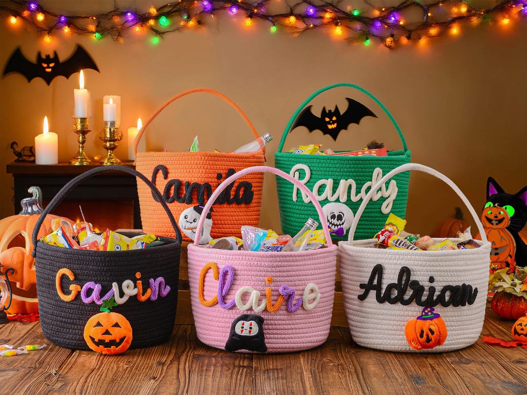 Personalized Halloween Treat Basket,trick or Treat Bag,halloween Candy ...
