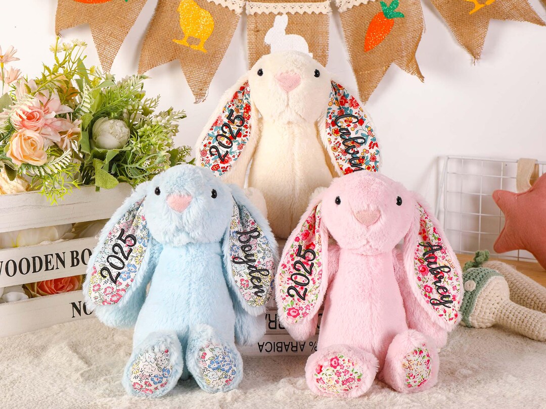 Personalized Embroidered Plush Bunny,stuffed Animal,alphabet Bunny Toy ...
