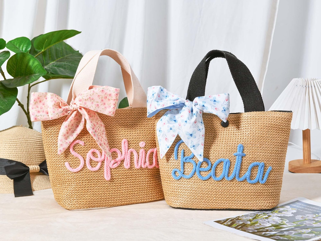 Personalized Straw Beach Bag,bridesmaids Proposal Bag,custom Crochet ...