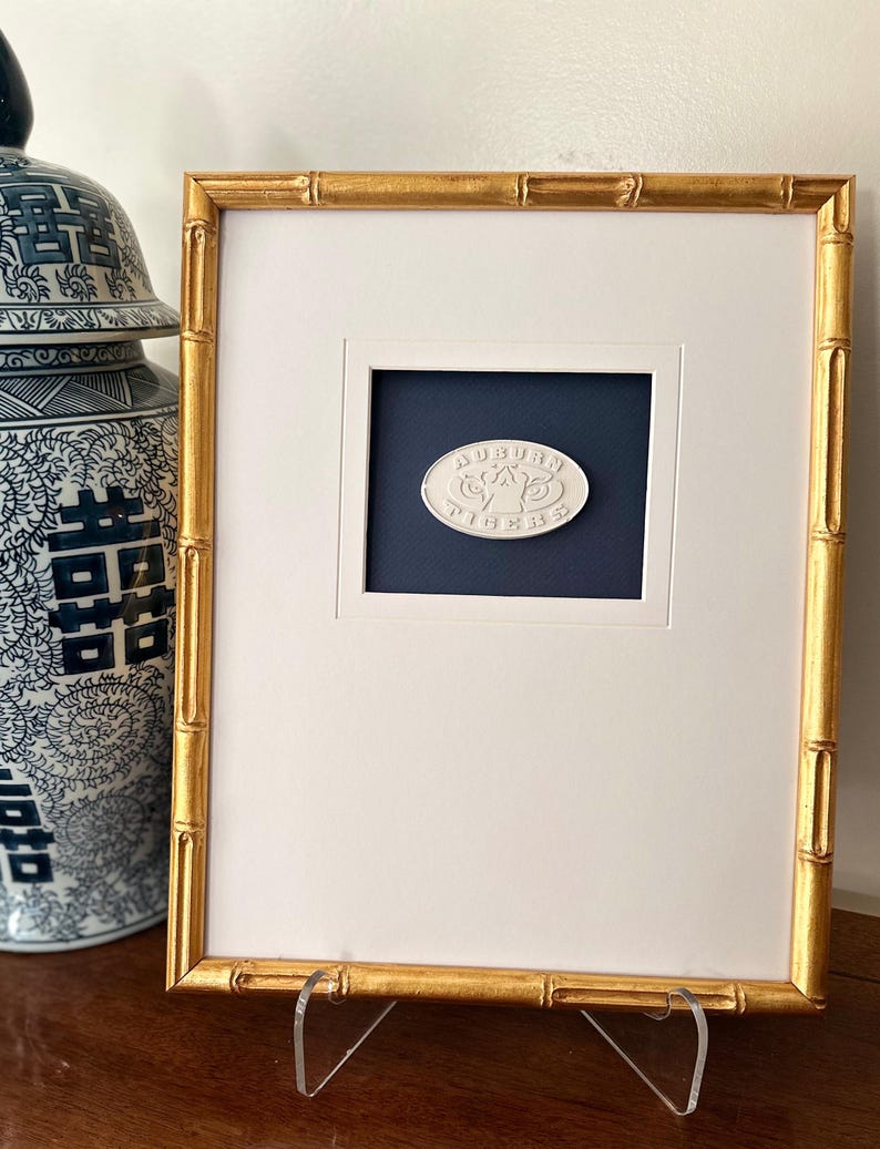 University of Auburn Collegiate Intaglio Custom Framed in Gold Bamboo ...