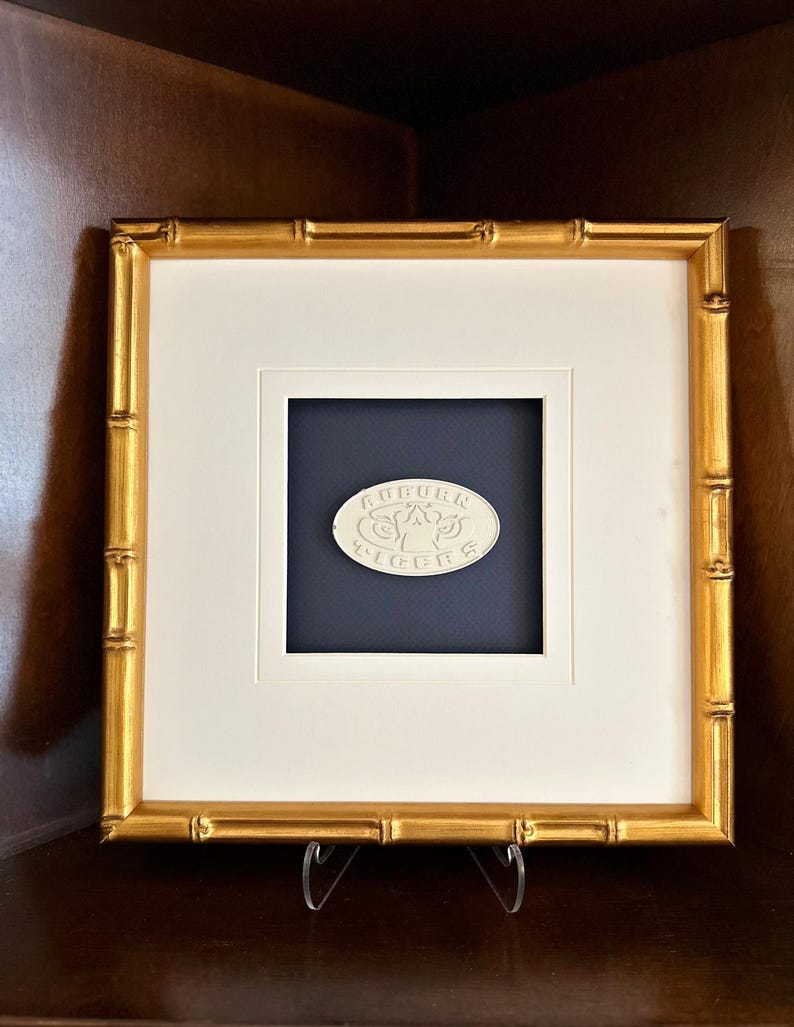 University of Auburn Collegiate Intaglio Custom Framed in Gold Bamboo ...