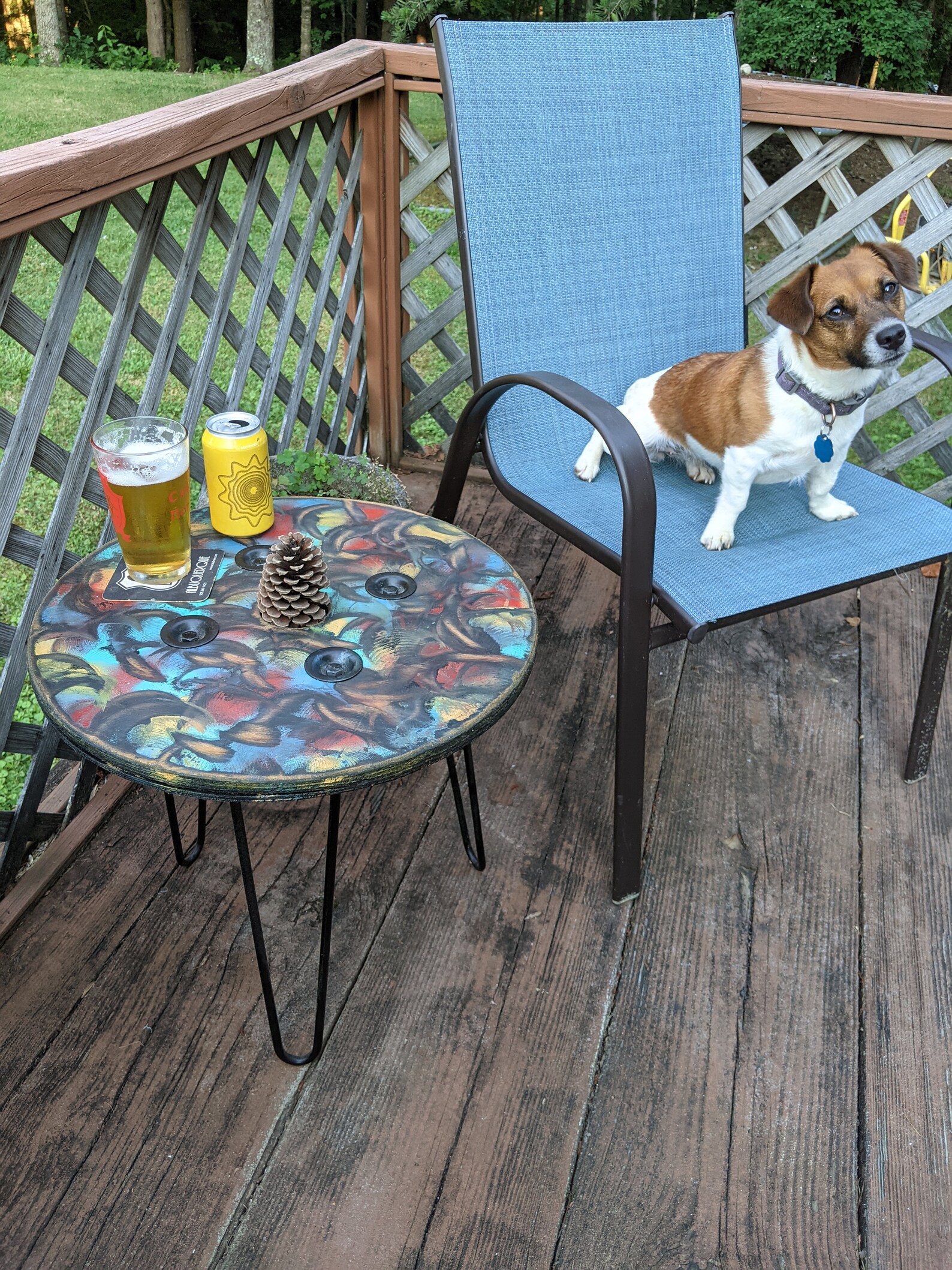 Colorful Reclaimed Spool Round UPCYCLED Patio Side Table - Etsy