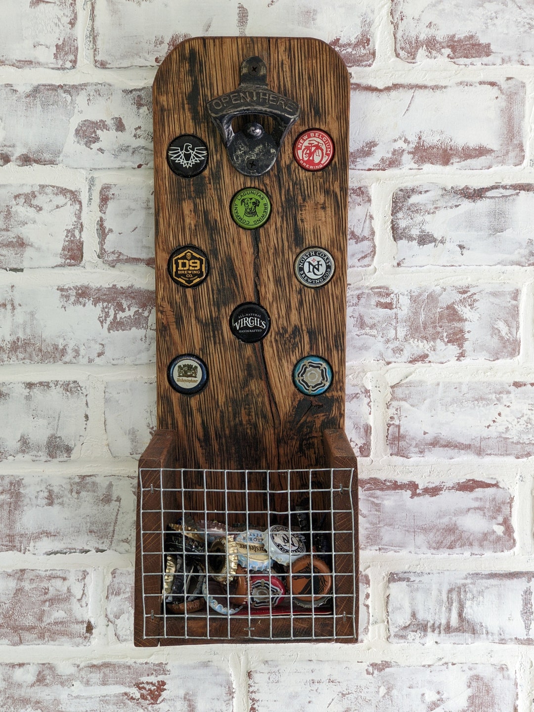 Handmade Wall Hanging Bottle Opener- Rustic- Upcycled Reclaimed Wood ...