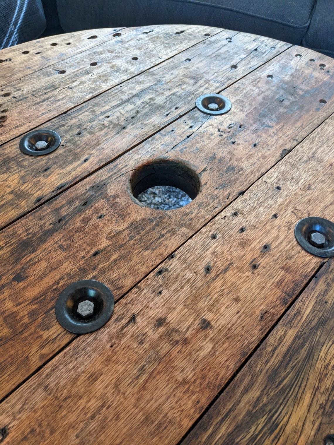 Upcycled Round Spool Coffee Table Reclaimed Wood & Metal - Etsy