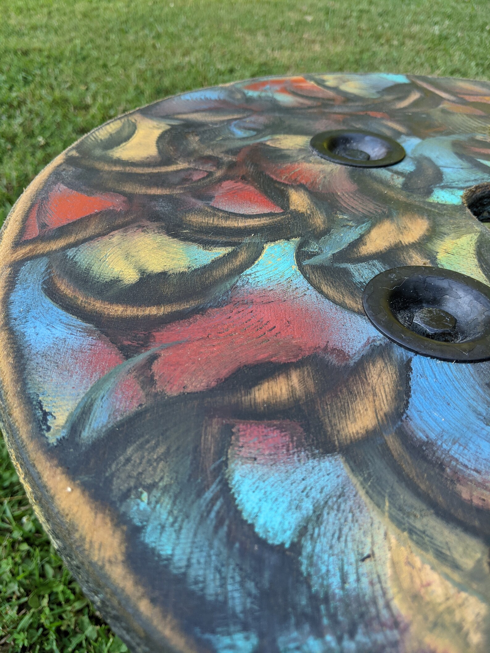 Colorful Reclaimed Spool Round UPCYCLED Patio Side Table - Etsy