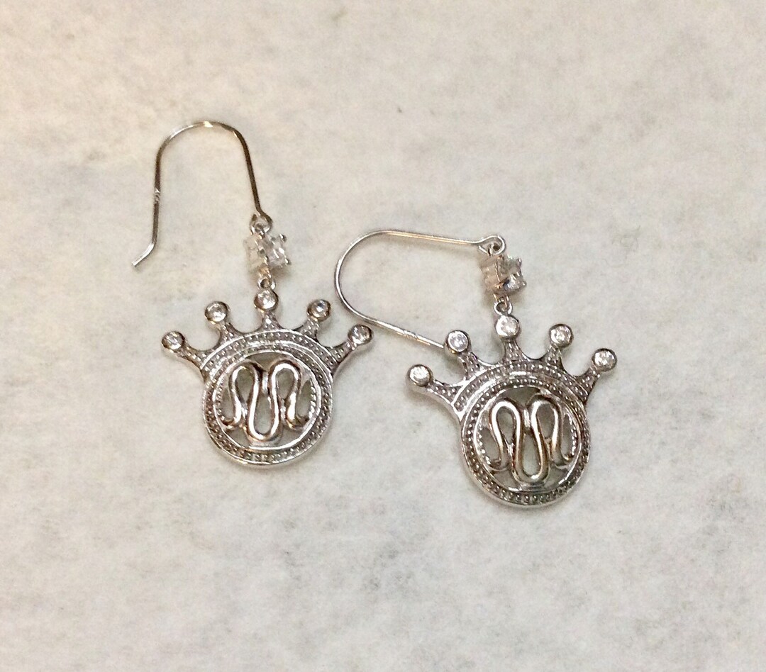 Sterling Silver Crown Crest Clear Rhinestones 925. - Etsy