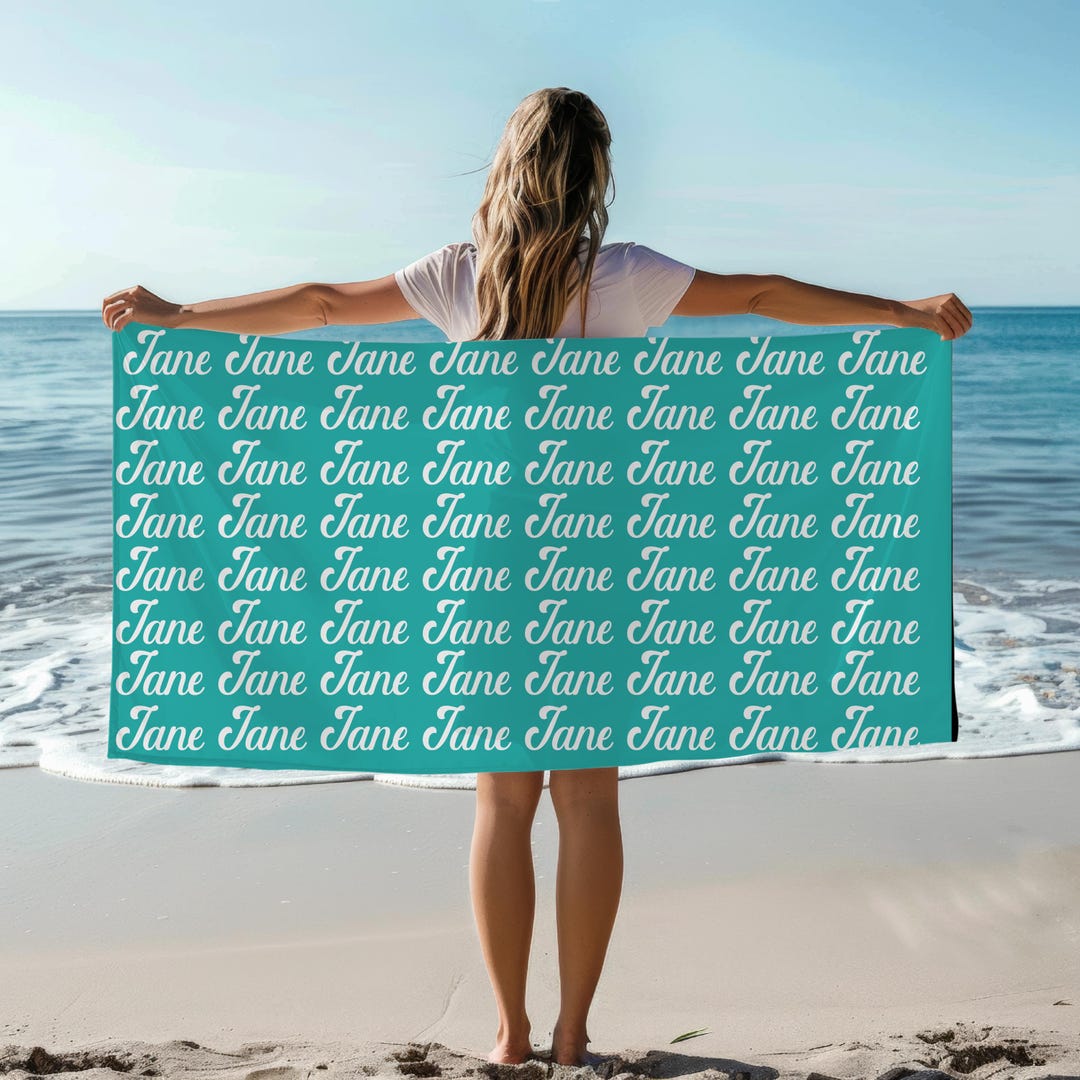 Personalized Signature Name Beach Towel, Custom Monogram Script Pool ...