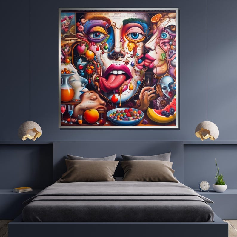 Salvador Dali Art, Vibrant Surrealist Feast Art, Abstract Fantasy ...